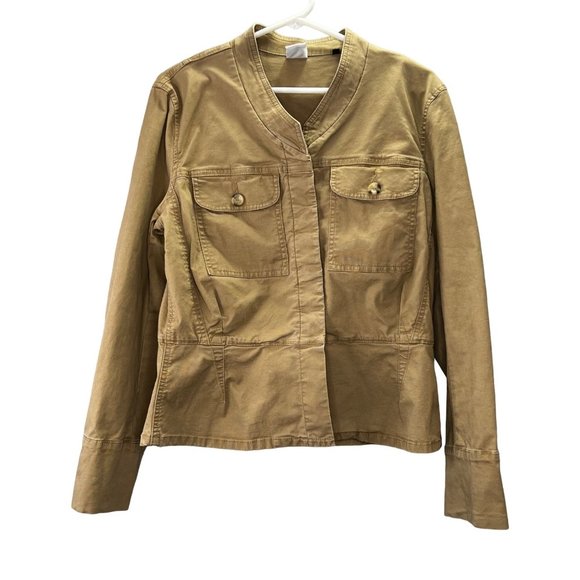 CAbi | Jackets & Coats | Cabi Camp Utility Jacket Blazer Khaki Canvas ...
